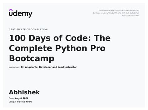 Abhishek On Linkedin 100daysofcode Python Coding Programming Bootcamp Udemy Learning