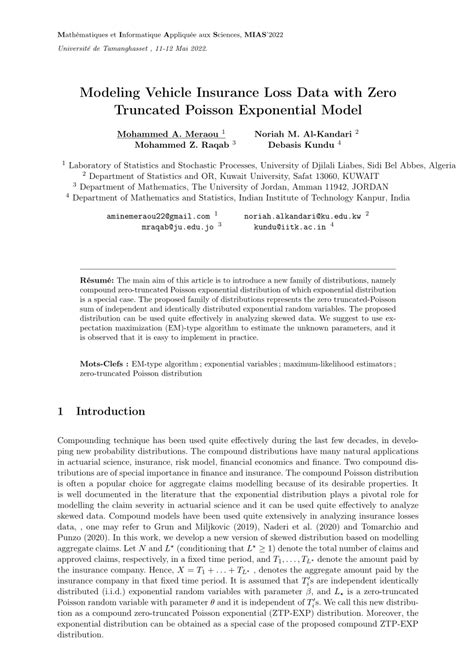 Pdf Modeling Vehicle Insurance Loss Data With Zero Truncated Poisson Exponential Model