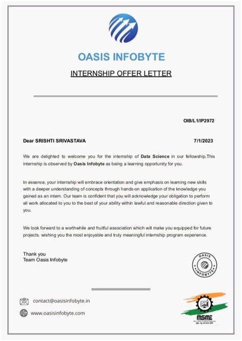 Srishti Srivastava On Linkedin Oasisinfobyte Internship Datascience Oasisinfobyte