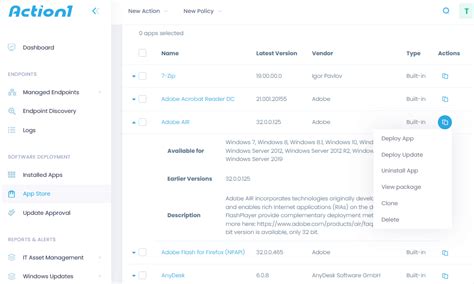 how to deploy software remotely via action1