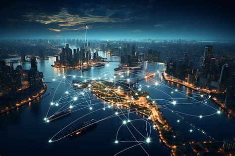 Smart City And Network Connection Concept Smart City With Wireless Communication Network