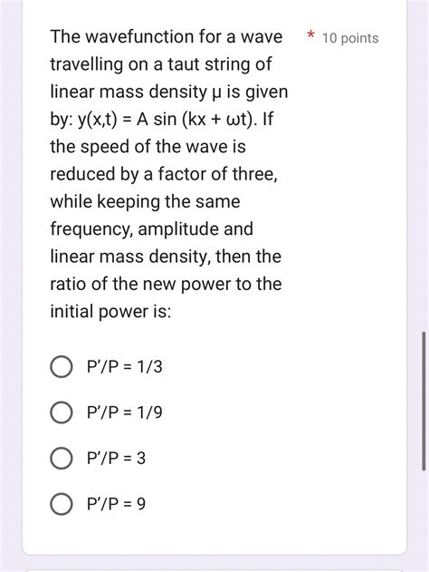 Solved The Wavefunction For A Wave10 ﻿pointstravelling On A