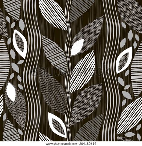 Monochrome Seamless Pattern Abstract Leaves On Stock Vector Royalty Free 204180619