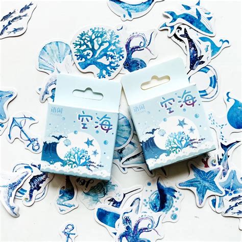 50 шт упак милый морской житель оболочки КИТ Бумага наклейки декоративные Сделай Сам