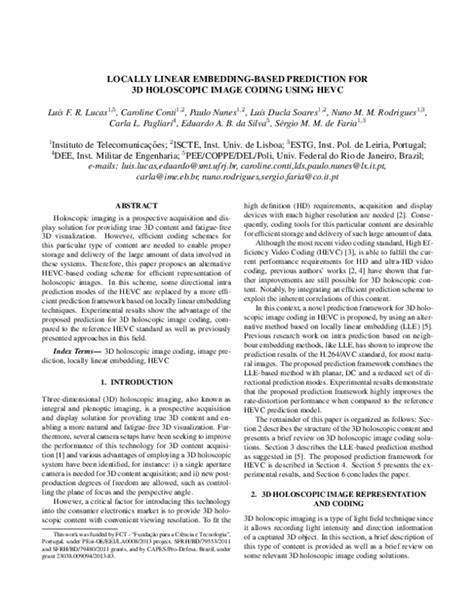 pdf locally linear embedding based prediction for 3d holoscopic image