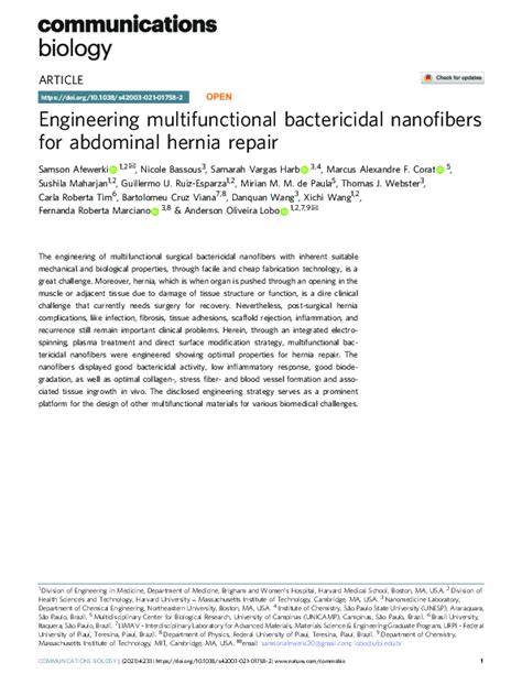 Pdf Bactericidal Nanofibers For Hernia Repair
