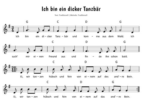 Ich Bin Ein Dicker Tanzbär Noten And Video Zum Mitsingen