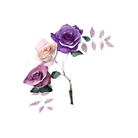 코너 보라색 장미 수채화 꽃잎 클래식 부케 다채로운 그림 꽃 그림 수채화 황금 보라색 장미 Png 일러스트 및 Psd 이미지 무료 다운로드 Pngtree