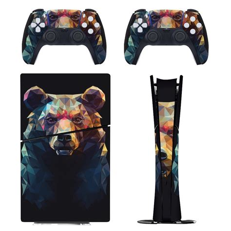Dark Bear Geometric Console Skin Bundle For Ps5 Pro Slim Disc And Digital