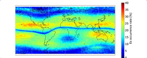Map Of Global Sporadic E Occurrence Rate In A 2 • X 2 • Resolution Download Scientific Diagram