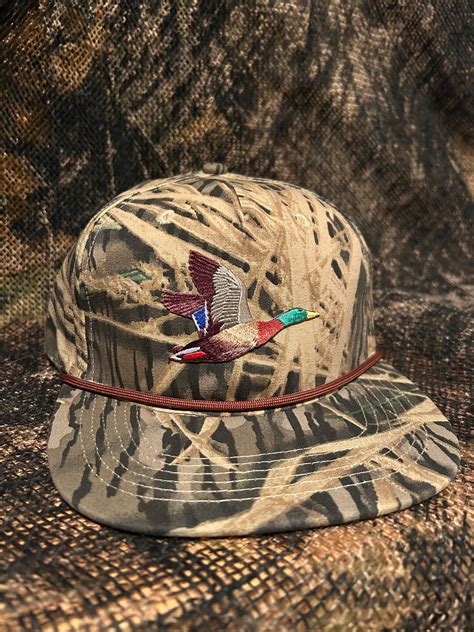 Mallard Duck Hunting Camo Ropebrim Snapback Hat Etsy