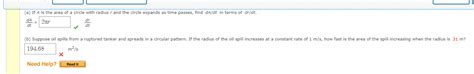 Solved A If A Is The Area Of A Circle With Radius R And Chegg