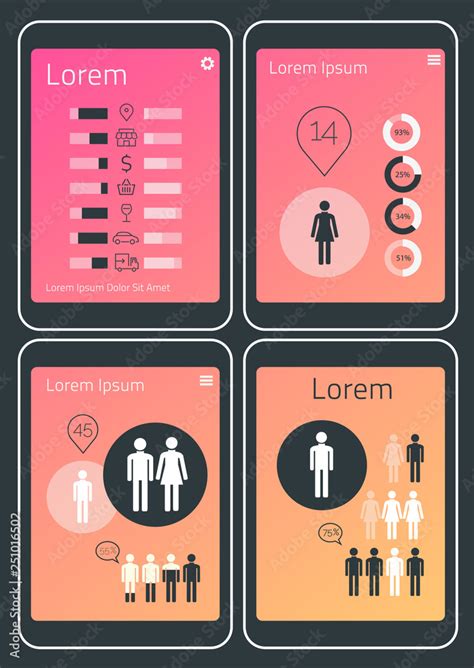Trendy Responsive Mobile Ui Templates Of Lchart And Diagram Infografics