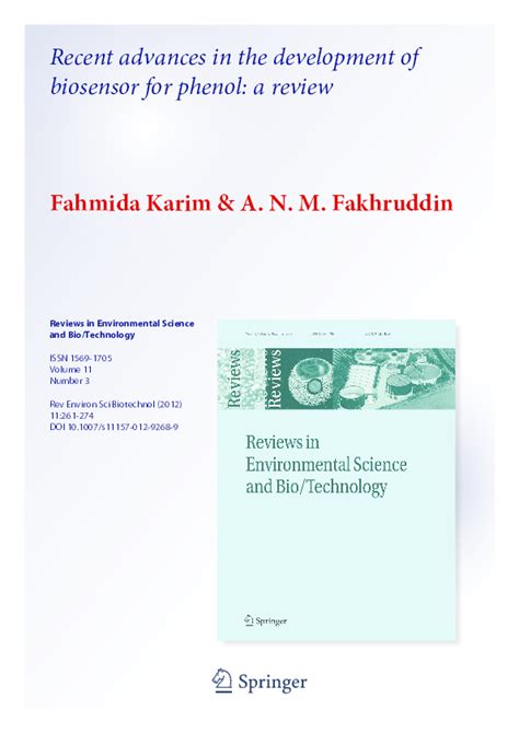 Pdf Advances In Biosensors For Environmental Detection Of Phenol