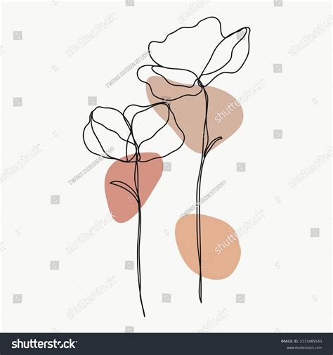 Abstract Floral Line Art Vector Isolated Stock Vector Royalty Free