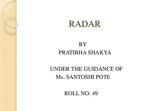 Radar Ppt