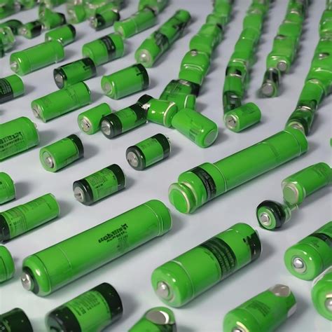 Premium Ai Image Arrangement Of Green Lithium Batteries 3d Illustration