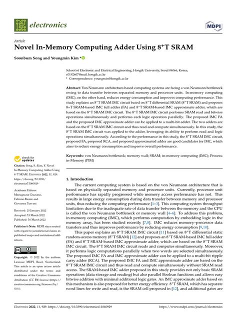 Novel In Memory Computing Adder Using 8t Sram Pdf Novel In Memory Computing Adder Using 8t Sram Pdf