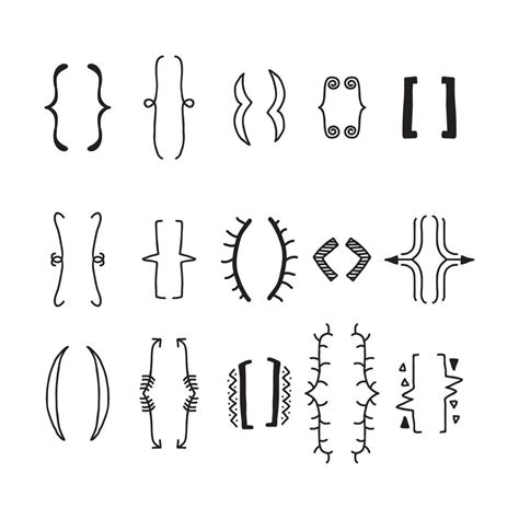 Doodled Black And White Brackets 12738604 Vector Art At Vecteezy