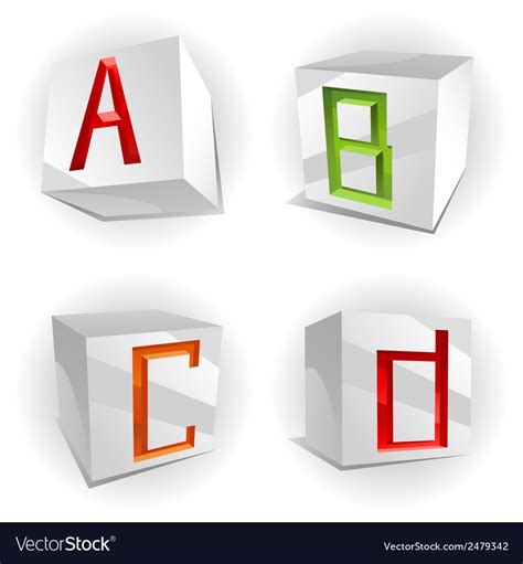 Cube Alphabet Letters Abcd Royalty Free Vector Image