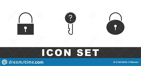 Set Lock Undefined Key And Icon Vector Stock Vector Illustration Of Security Safety 215016593