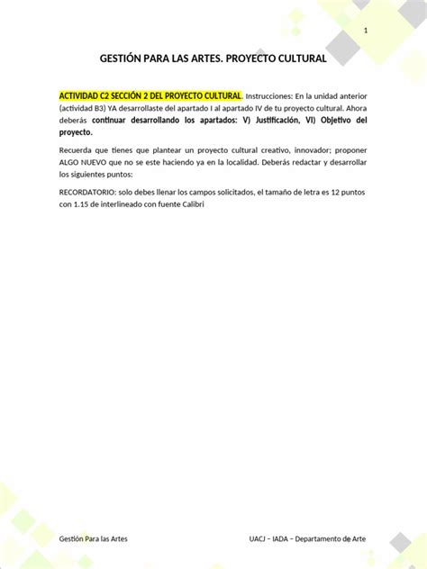 Actividadc2 Formato De Llenado Para Proyecto Cultural Pdf