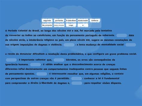 Conectores No Texto Argumentativo Complete The Sentence