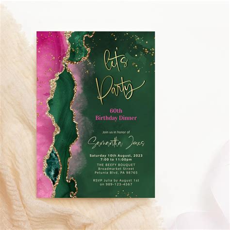 Editable Pink Green Birthday Invitation Template Ladies Lets Party