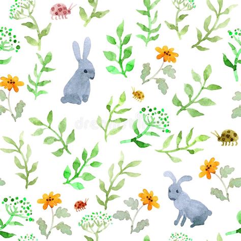 Hare In A Hat On A Meadow With Flowers Stock Vector Illustration Of