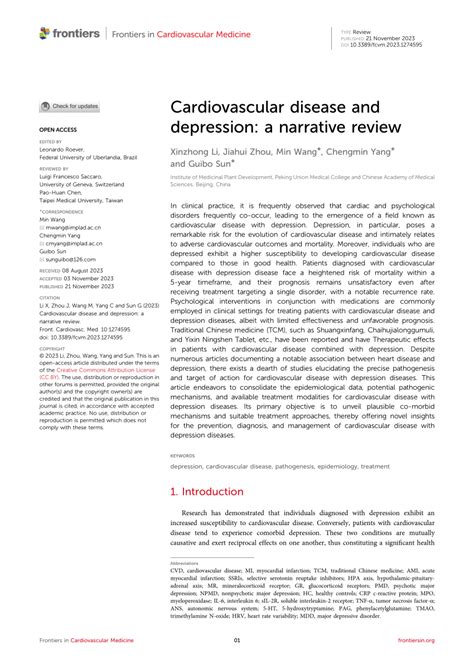 Pdf Cardiovascular Disease And Depression A Narrative Review