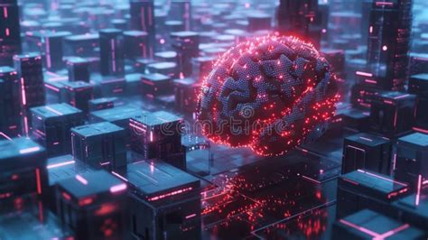 Digital Brain Concept With Neural Network Connections Stock