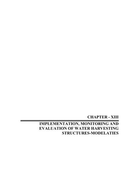 Implementation Monitoring And Evaluation Of Water Harvesting