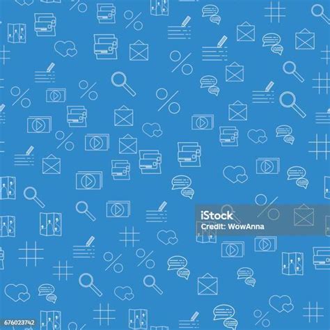 向量互聯網技術和程式設計無縫模式與設置在藍色背景上的簡單線性圖示向量圖形及更多互聯網圖片 互聯網 信息圖形 前景聚焦 Istock