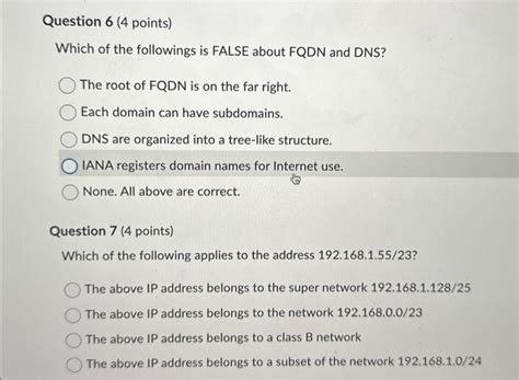 Solved Which Of The Followings Is False About Fqdn And Dns