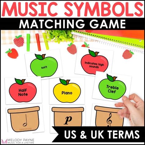Music Symbols Matching Game Notes Rests Dynamics Clefs Fall Apples