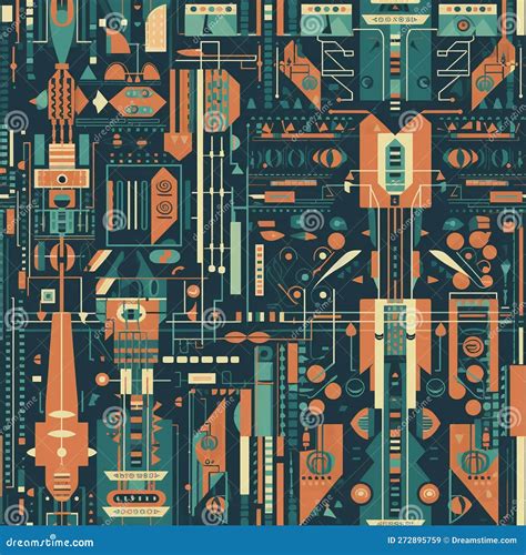 Seamless Abstract Background Tile With A Technology Theme Generative