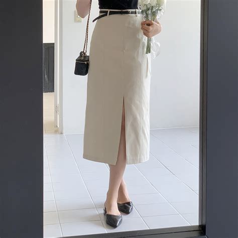 아뜨랑스 벨트set청순단아♥ 💣빅 할인 아뜨데이 특가 🚚부분당일발송 메닛 베이직 코튼 슬릿 H라인 롱 롱스커트 스커트 Sk6905