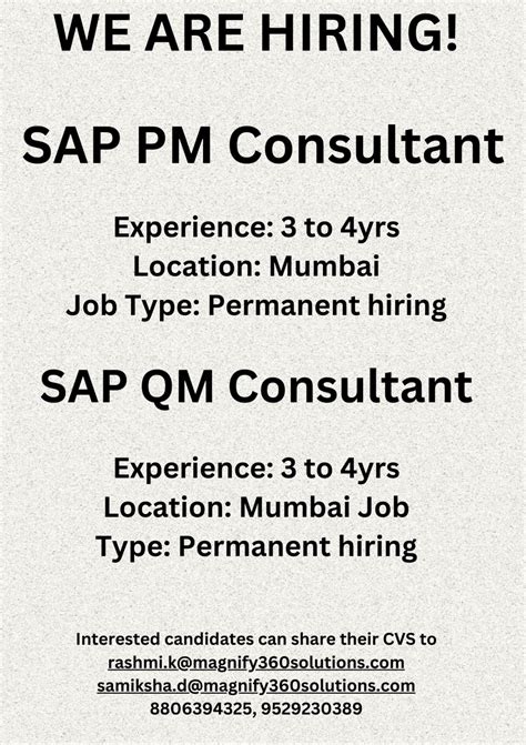 Rashmi Karandikar On Linkedin Sappm Sapqm Plantmaintainance Qualitymanagement Saprecruitment