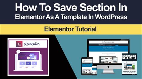 how to save a section as a template in elementor