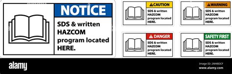 Sds And Hazcom Located Here Sign On White Background Stock Vector Image And Art Alamy