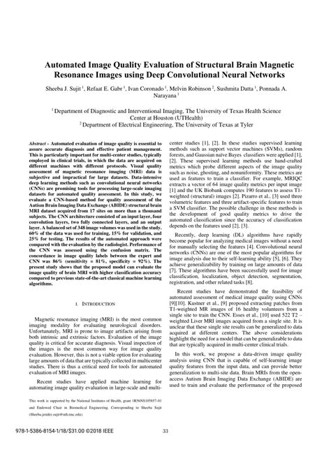 Pdf Automated Image Quality Evaluation Of Structural Brain Magnetic Resonance Images Using