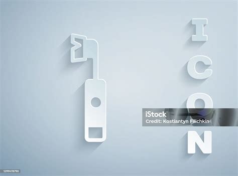 종이 는 회색 배경에 격리 된 전기 칫솔 아이콘을 잘라 종이 아트 스타일 벡터 3차원 형태에 대한 스톡 벡터 아트 및 기타 이미지 3차원 형태 건강 진단 건강관리와