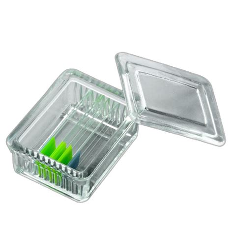 5 Place Hostology Microscope Slide Storage Container Glass Staining Jar