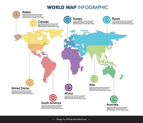 World Map Infographic Template Flat Modern Vectors Images Graphic Art Designs In Editable Ai