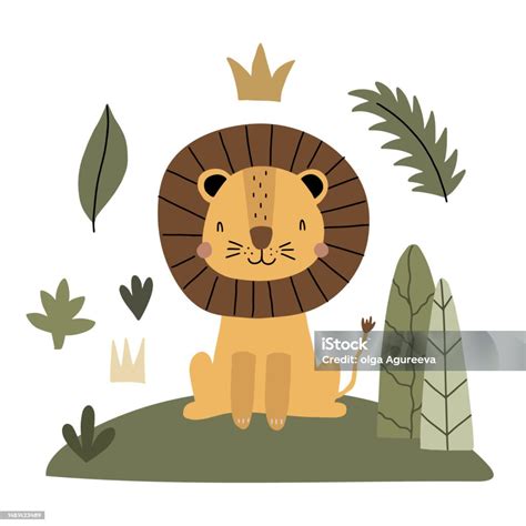 열대 식물로 둘러싸인 작은 왕 어린이 위한 벡터 그림입니다 티셔츠 템플릿 표면 디자인 패션 아기 옷 베이비 샤워에 사용 0명에 대한 스톡 벡터 아트 및 기타 이미지 Istock