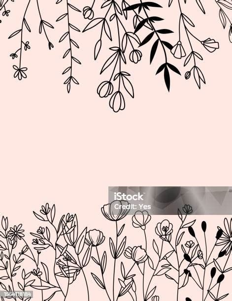 꽃 벡터 카드 초대장 및 인사말 카드 템플릿은 최소한의 스타일 손으로 그린 라인 아트 야생화 0명에 대한 스톡 벡터 아트 및 기타 이미지 Istock
