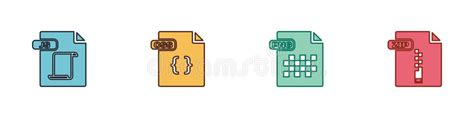 Set Js File Document Css Png And Zip Icon Vector Stock Vector
