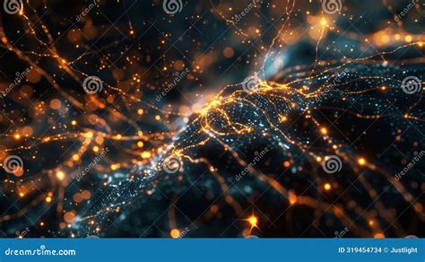 A Web Of Illuminated Neurons And Synapses The Digital Brain Processes Endless Streams Of Data