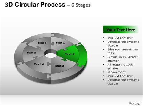D Circular Process Cycle Diagram Chart Stages Design Ppt Templates Presentation