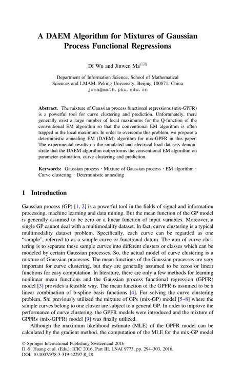 Pdf A Daem Algorithm For Mixtures Of Gaussian Process Functional Regressions